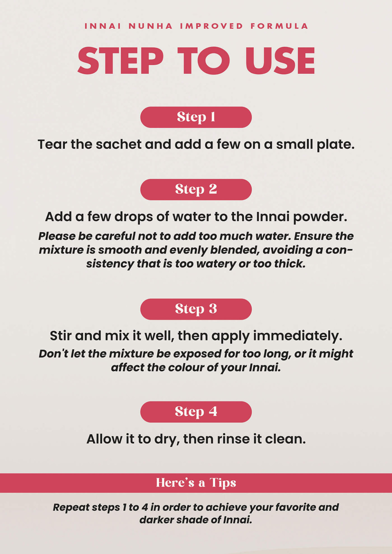 Step To Use - Innai Nunha